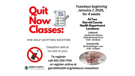 Quit Now Classes Scheduled For January 2025 Garrett County Health Department