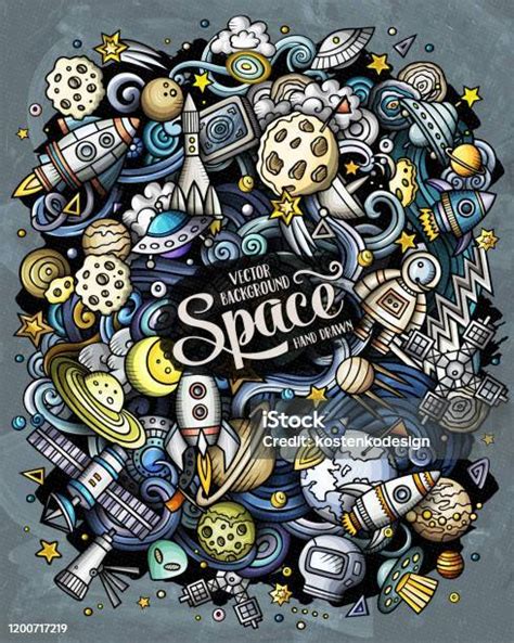 만화 벡터 낙서 공간 그림입니다 밝은 색상 우주 재미있는 그림 그래피티에 대한 스톡 벡터 아트 및 기타 이미지 그래피티 우주 비행사 3차원 형태 Istock
