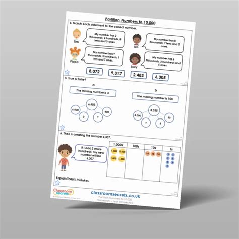 Year 4 Partition Numbers To 10 000 Reasoning And Problem Solving Resource Classroom Secrets