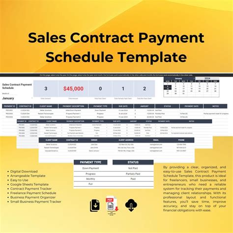 Sales Contract Payment Schedule Template Editable Google Sheets Track Payments Deadlines And