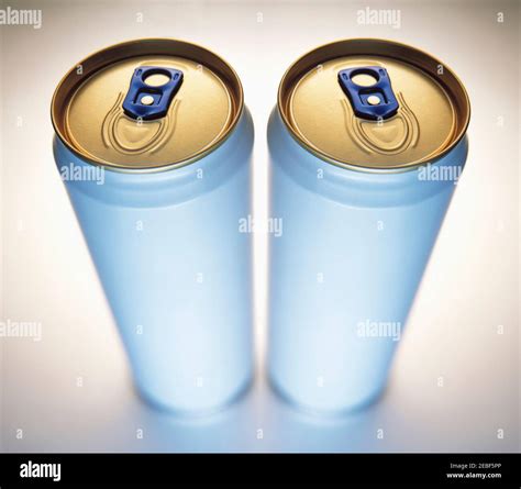 An Identical Pair Of Tin Can Drinks Stock Photo Alamy
