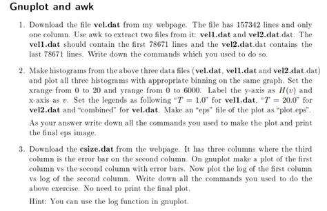 Gnuplot And Awk Download The File Veldat From My