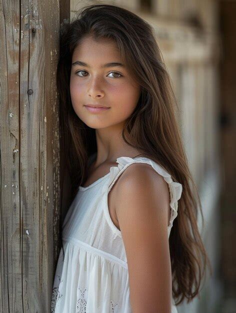 Natural Beauty Portrait Of A Young Girl In Rustic Setting Premium Ai