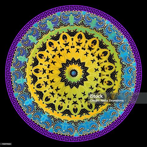 바로크 벡터 만다라 패턴입니다 꽃 골동품 장식 배경입니다 화려한 꽃 도트 그리스어 키 미 어와 라운드 럭셔리 만다라 장식 패널 타일 배경 화면 직물 인쇄를 위한 디자인 0