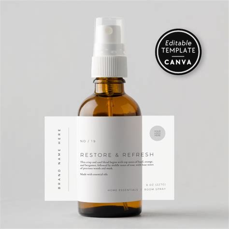 Body Spray Label Template Etsy