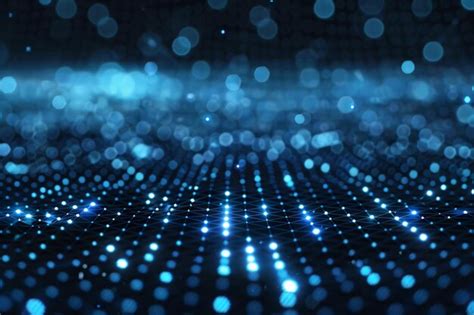 Futuristic Perspective With Glowing Blue Dots And Lines On Abstract