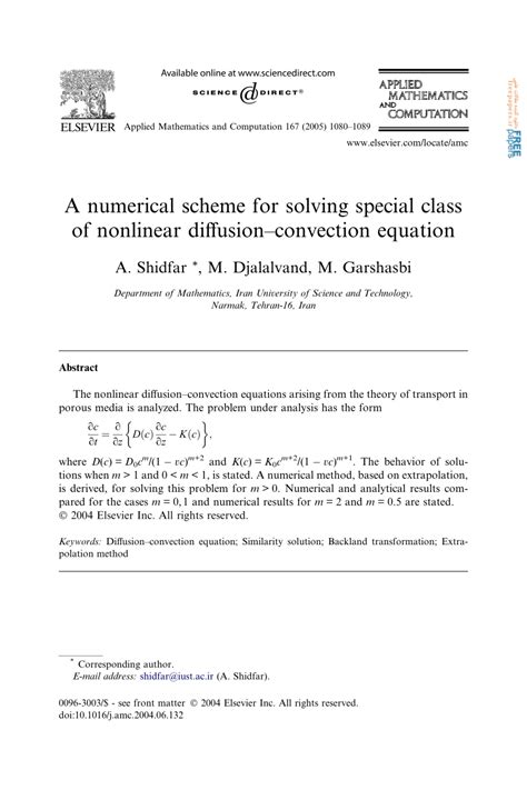 Pdf A Numerical Scheme For Solving Special Class Of Nonlinear