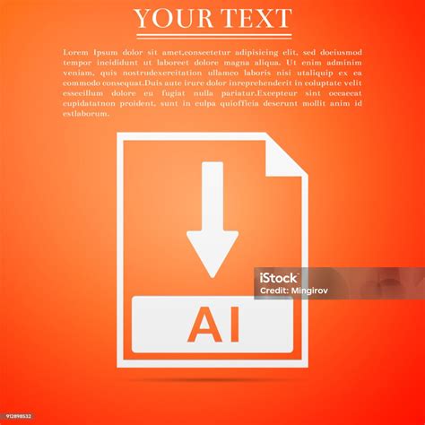 Ai 파일 문서 아이콘입니다 오렌지 배경에 고립 된 인공 지능 버튼 아이콘을 다운로드 합니다 평면 디자인입니다 벡터 일러스트 레이 션 0명에 대한 스톡 벡터 아트 및 기타