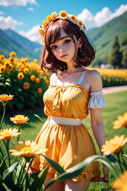 Premium Ai Image Girl In A Yellow Dress
