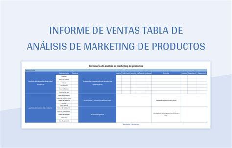 Plantilla De Formato Excel Informe De Ventas Tabla De Análisis De