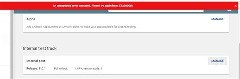 android an unexpected error occurred please try again later