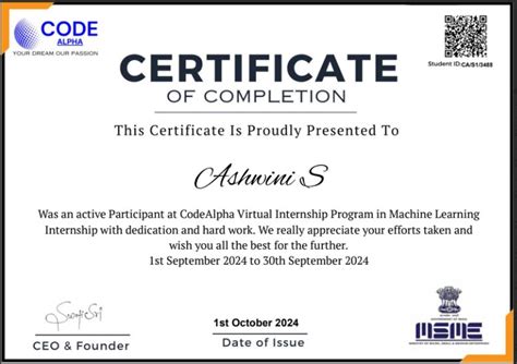 Ashwini S On Linkedin Codealpha Internship Machinelearning Ai