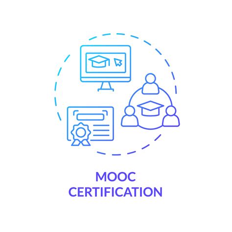 2d Degradado Icono Mooc Certificación Concepto Sencillo Aislado Vector Mooc Azul Delgado Línea