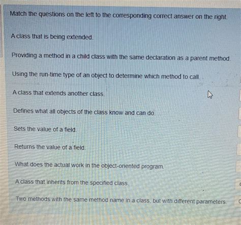 Solved Match The Questions On The Left To The Corresponding