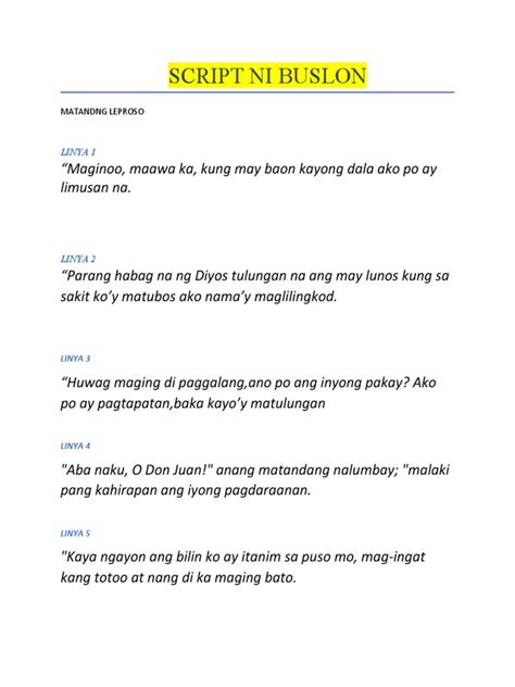 Ibong Adarna Whole Script Pdf