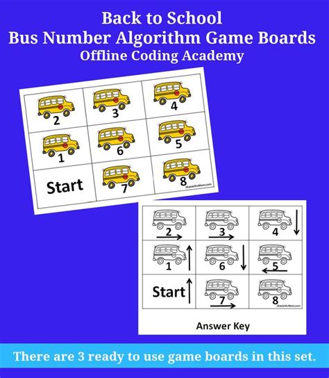 Offline Coding Academy Back To School Bus Number Algorithm Game Boards Coding Academy Early