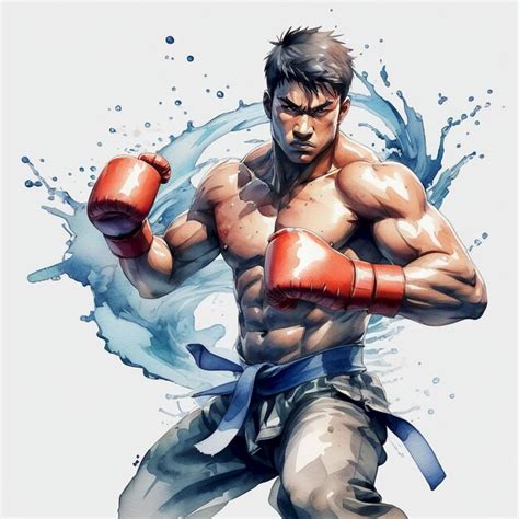 A Drawing Of A Fighter With A Red Belt And The Words Martial Arts