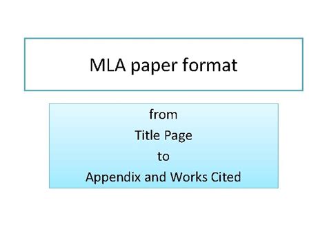 Mla Paper Format From Title Page To Appendix