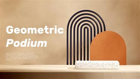 Подиум из терраццо в пейзаже синяя арка и коричневая стена 3d рендеринг пустого макета