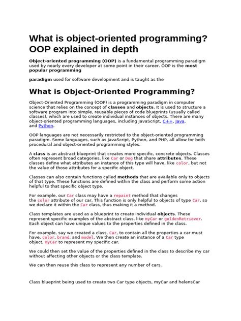 Basic Concepts Of Objectorientedprogramming Pdf Object Oriented Programming Class