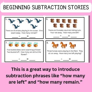 Subtraction Stories Beginners K 1 Creating Subtraction Equations Using Models