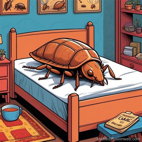 Sad Cockroach In Bed With Legs And Shell Stable Diffusion Online