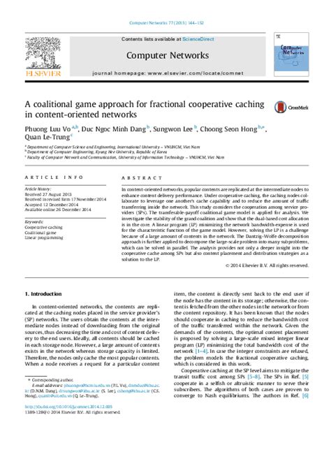 Pdf A Coalitional Game Approach For Fractional Cooperative Caching In Content Oriented Networks