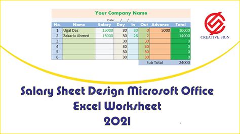 Salary Sheet Design In Microsoft Office Excel Tutorial YouTube