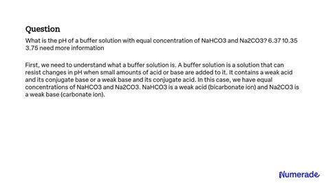 solved what is the ph of a buffer solution with equal concentration of