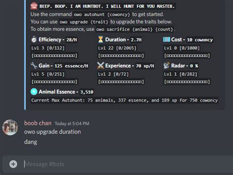 No Error Message Sent On Invalid Upgrade Syntax · Issue 294 · Christopherbthaidiscord Owo Bot