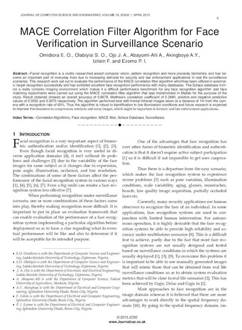 Pdf Mace Correlation Filter Algorithm For Face Verification In