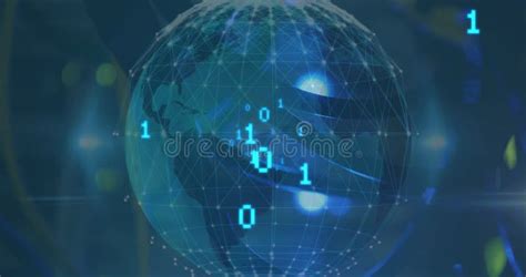 Image Of Grid Patterned Globe With Binary Codes Against Abstract