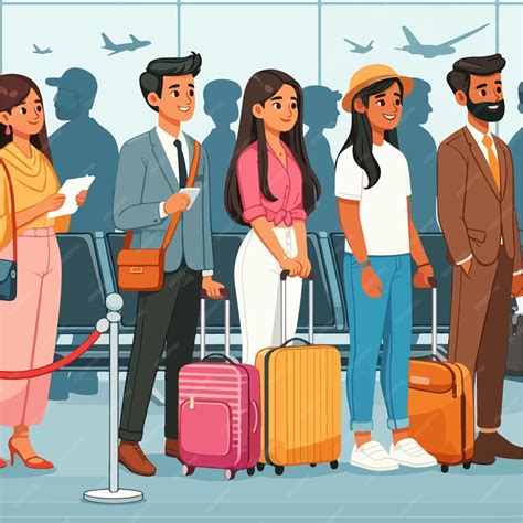 Premium Vector Queue Passenger Waiting Boarding