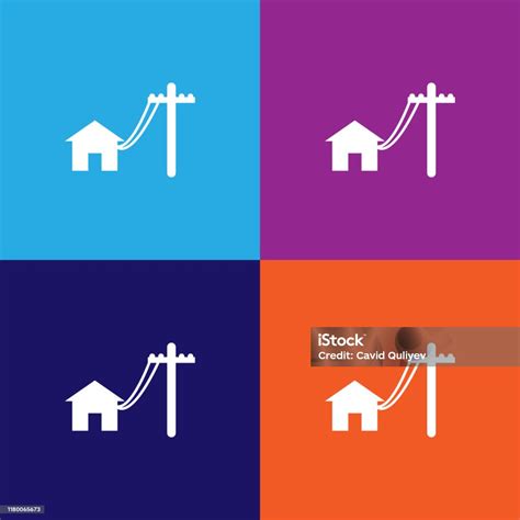 집 아이콘에 전신주 라인 표지판 및 기호는 웹 로고 모바일 앱 Ui Ux에 사용할 수 있습니다 개념에 대한 스톡 벡터 아트 및 기타 이미지 Istock