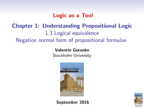 Ppt Logic As A Tool Chapter 1 Understanding Propositional Logic 13 Powerpoint Presentation
