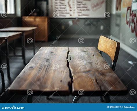 Forgotten Learning Graffiti Stained Classroom Furniture Stock