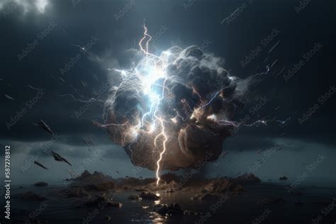 Powerful And Cinematic Cloud Computing Stunning 8k Abstract Image With Lightning Bolts Energy