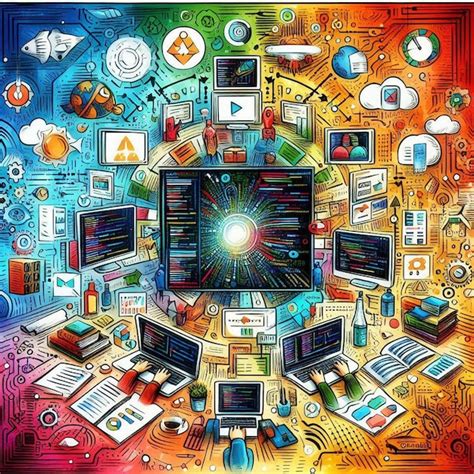 Digital Art Depiction Of Software Development Workflow Premium Ai
