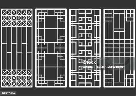 전통적인 한국 장식 프레임 패턴 문과 창 골동품 장식 예술 실루엣 벡터 일러스트의 세트 문에 대한 스톡 벡터 아트 및 기타 이미지 문 동아시아 문화 전통 Istock
