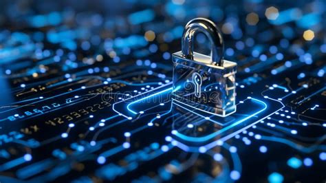 A Glowing Blue Digital Lock Embedded In A Circuit Board Symbolizing
