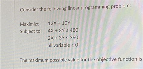 Solved Consider The Following Linear Programming Problem Chegg