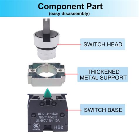 3 Position Rotary Switch Twtade 22mm Rotary Selector Switch Spst 2