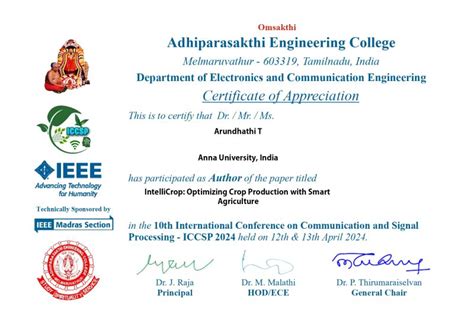 arundhathi t on linkedin ieee iccsp2024 agriculture