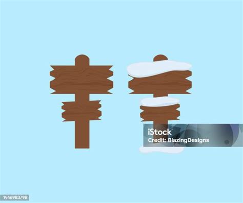 나무 거리 간판 현실적인 나무 질감입니다 여름과 겨울 시작 간판 간판 나무 판자 만화 스타일 벡터 디자인 및 삽화를 위한 나무 판자 겨울에 대한 스톡 벡터 아트 및 기타