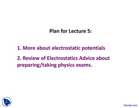 Electrostatic Potentials General Physics I Lecture Slides Docsity