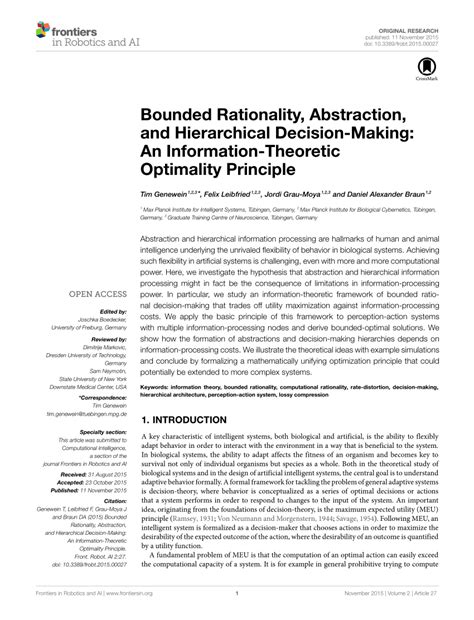 Pdf Bounded Rationality Abstraction And Hierarchical Decision Making An Information