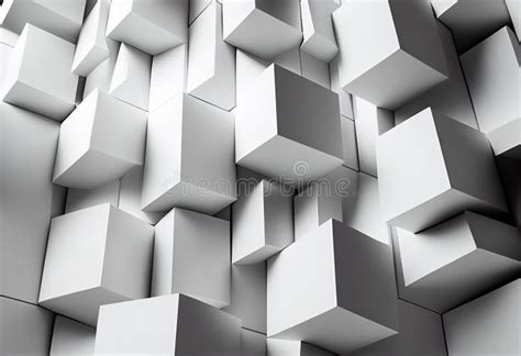 randomly positioned and scaled white cube boxes bloc illustration ai
