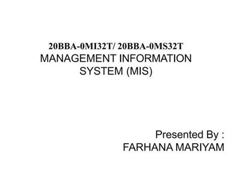 Management Information System Mis Ppt
