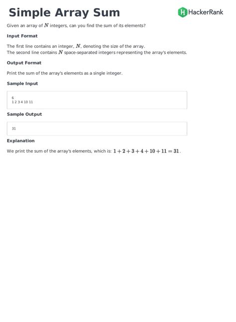 Menyelesaikan Soal Simple Array Sum Di Hackerrank Dev Community
