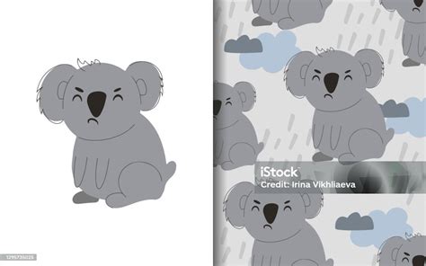 화가 코알라 벡터 배경 및 그림 집합입니다 옷 인테리어 디자인 포장 인쇄에 인쇄를위한 만화 손으로 그린 스타일의 어린이 일러스트 가공의 인물에 대한 스톡 벡터 아트 및 기타